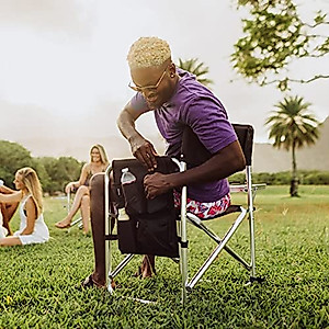 ONIVA - a Picnic Time brand - Sports Chair with Side Table, Beach Chair, Camp Chair for Adults, (Black)