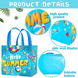 Hawaii Aloha Party Bags Summer Pool Beach Pineapple Watermelon Flamingo Theme Non-Woven with Handles Gift Treat Bags for Hawaiian Summer Pool Party Supplies