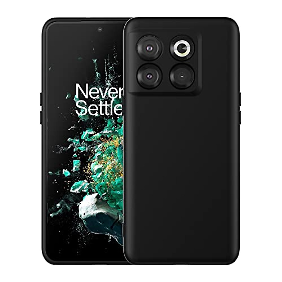 Foluu Silicone Case for OnePlus 10T, for OnePlus 10T 5G Liquid Gel Rubber Bumper Case with Soft Microfiber Lining Cushion Slim Hard Shell Shockproof Protective Cover for OnePlus 10T 2022 (Black)