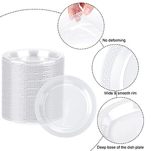 Breroa 600 Pieces Clear Plastic Plates 6 Inch Disposable Round Dessert Plates Heavy Duty Appetizer Dinner Party Plates for Events Buffet Wedding Baby Shower Graduation Birthday Party Supplies