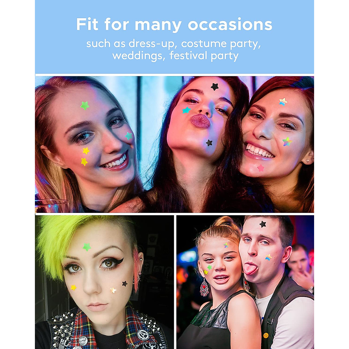 LitBear Acne Patch with Tea Tree & Centella Oil, 168 Hydrocolloid Dots in 6 Colors for Face - Cute Star Pimple Stickers