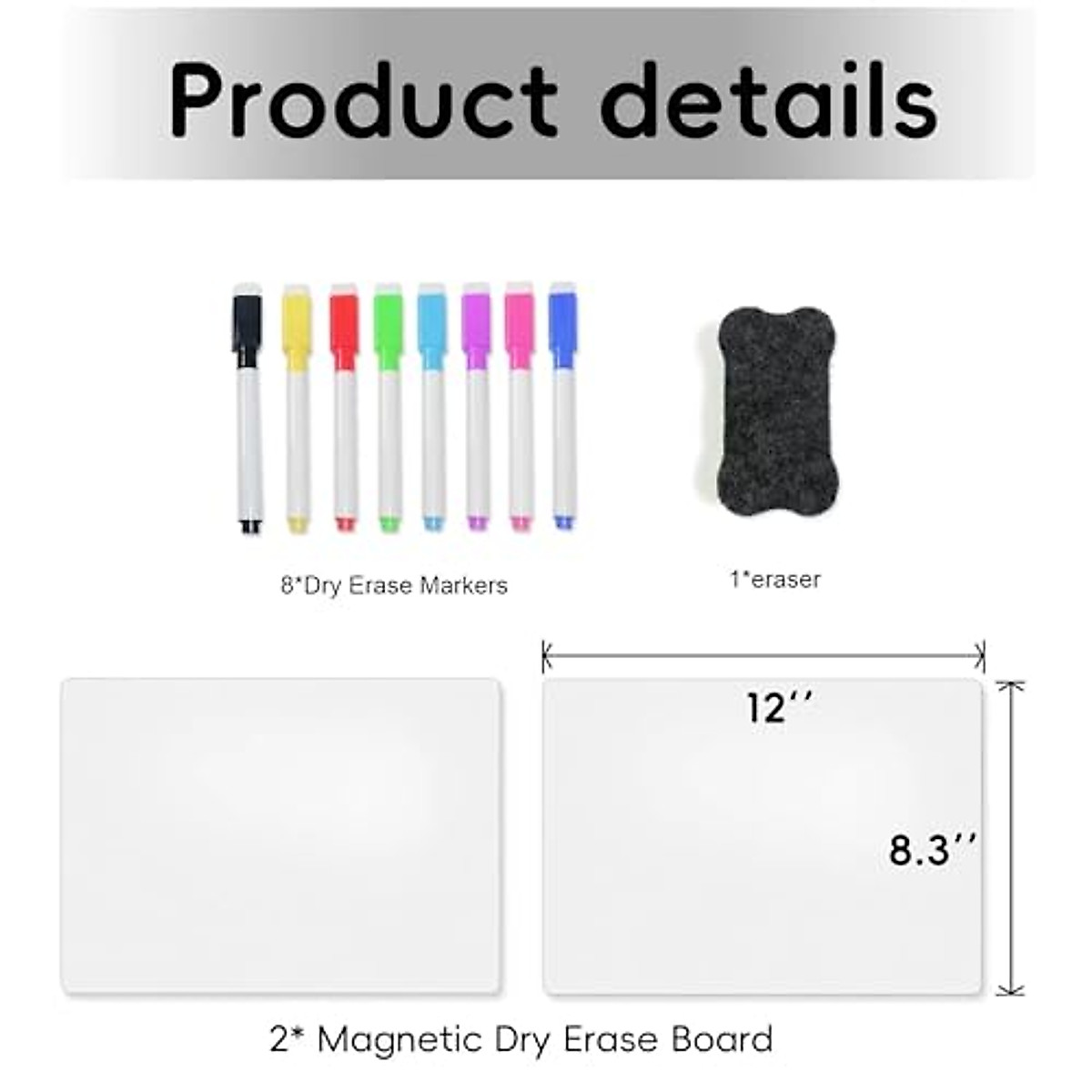 Magnetic Whiteboard for Fridge, 7.87 * 11.8 INCH (2 PCS), Dry Erase Board, Easy to Write, Notepad for Office, Home, Kitchen, School