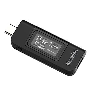 Kavalan USB Type-C Power Meter Monitor, OLED Multimeter Charging Tester for V & A & Watts, Bi-Direction Indicator with Display Flip Button