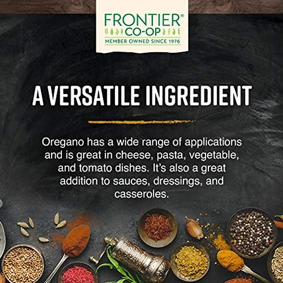 Frontier Co-op Mediterranean Fancy Oregano Leaf, 1-Pound Bulk, Great On Pizza, Italian & Mexican Fare, Kosher