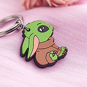 Melix Home Baby Yo-da Gifts Cute Mandalorian Keychain Gift For Daughter Teen Girls Yo-da Stuff Heart Keychains Birthday Present
