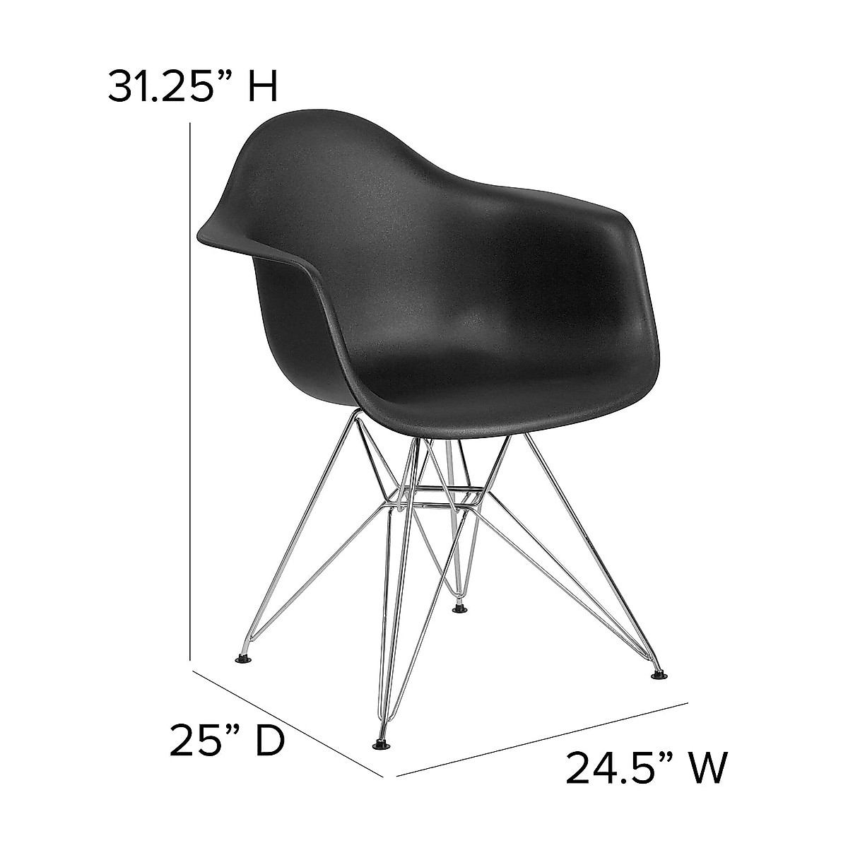 Flash Furniture 2 Pack Alonza Series Black Plastic Chair with Chrome Base