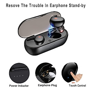 Y30 Wireless Bluetooth Headset 5.0 in-Ear Mini Earphone,Color Black