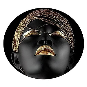 African Picture Wall Decor, Black Gold Wall Art Canvas Prints African Woman Paintings for Living Room Bedroom Bathroom Home Decor Framed (12''W x 24''H x3)