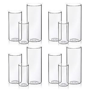 WDHODEC Hurricane Candle Holders Cylinder Flower Vases Pillar Votives Floating Candles Holder, Clear Glass Vase for Wedding Party Decor 10" 7.8" 6" Set of 12