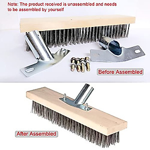 MTOMDY 2Pcs 12Inch Large Pool Brush, Stainless Steel Bristles Deck Brush, Pool Wire Brush for Cleaning Algae, Tough Stains on Concrete, Swimming Pool, Walkways and Patio