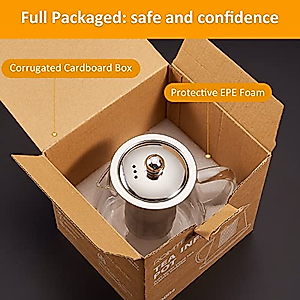 950ml/30oz Glass Teapot Kettle with Removable Stainless Steel Infuser & Matching Silicone Coasters, Stovetop & Microwave Safe Tea Pot for Loose Leaf Tea & Blooming Tea