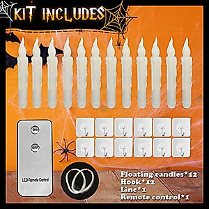 Am Bulan Magical Floating LED Candles Halloween Decoration - from The World of Witchcraft and Wizardry - 12 Floating Candles - Remote Operated