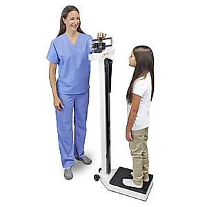 DETECTO 338 Mechanical Physician Beam Scale with Wheels/Height Rod, Dual Reading KG/LB