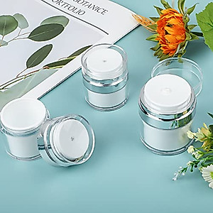 3PCS Cream Jar Vacuum Bottle, 15/30/50ml Empty Refillable Cosmetic Air Pump Jars Bottles, Portable Lotion Dispenser, Push Down Makeup Lotions Creams Travel Container for Travel
