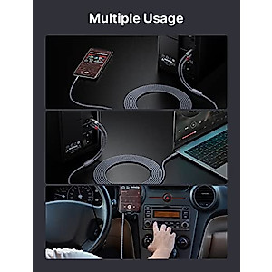 JSAUX RCA to 3.5mm Cable, 【6.6ft/2M】 Aux to RCA Headphone Male to Male Jack Adapter Nylon Braided 1/8 to RCA Audio Y Cord for Smartphones, MP3, Tablets, Speakers, HDTV -Grey