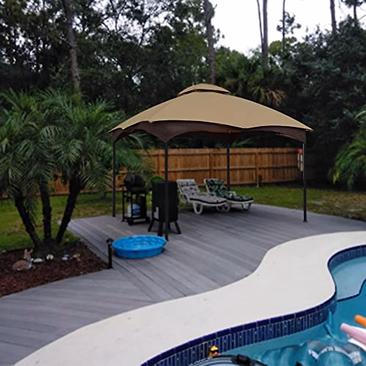 Gazebo Replacement Canopy Top Cover - Wonwon 10X12 Double Tiered Canopy Roof for Lowe's Allen Roth Gazebo Model #GF-12S004BTO/GF-12S004B-1 (Khaki)