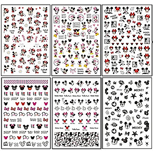 Cute Nail Stickers Cartoon Nail Art Decals 3D Self Adhesive Cute Anime Nail Sticker Nail Decoration for Girls Kids Women Manicure Tips Decoration Supplies (6 Sheets)