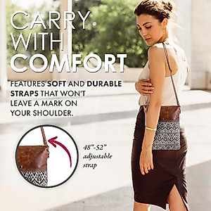 SIXTEASE Crossbody Bag for Women Vintage Style Genuine Leather, Upcycled Canvas, Rug, or Hair On - Cross Body Womens Bags with Inside Zipper Pockets - Supine