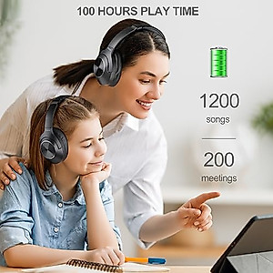 Qaekie Active Noise Cancelling Headphones - 100H Playtime Wireless Over Ear Bluetooth Headphones Deep Bass, Noise Canceling Wireless Headphones with Mic, HiFi Audio for Adults Travel/Home/Office