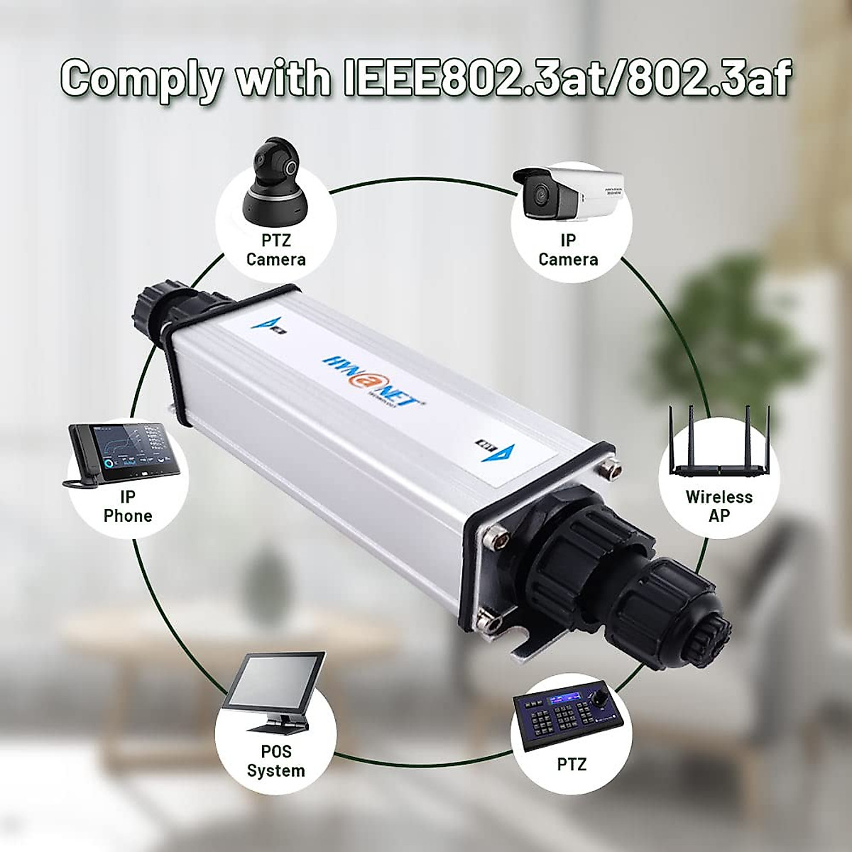 HYN@NET IPX201 30W Industrial Gigabit PoE Extender with Outdoor Waterproof Grade IP65 Extends The Range of PoE and Ethernet an Additional 100 Meters