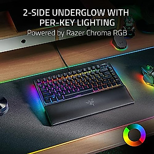 Razer BlackWidow V4 75% Mechanical Gaming Keyboard: Hot-Swappable Design - Compact & Durable - Orange Tactile Switches - Chroma RGB - MF Roller & Media Keys - Comfortable Wrist Rest - Black
