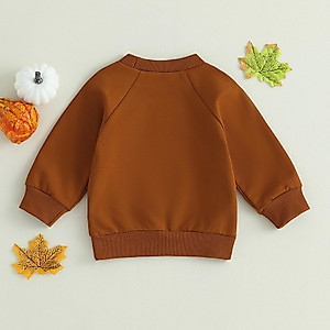 BULINGNA Toddler Baby Girl Boy Thanksgiving Sweatshirt Pumpkin Letters Print Long Sleeve Pullover Tops Fall Outfit (A, 18-24 Months)
