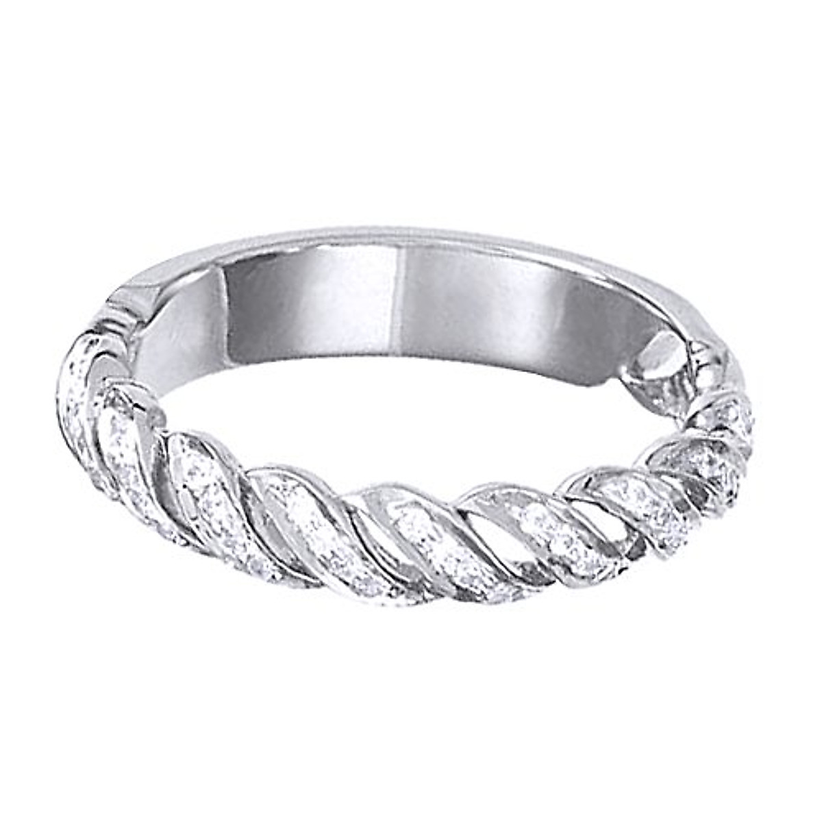 0.2 Ct White Diamond Twisted Engagement Wedding Ring In 14K Solid White Gold, Ring size-12.5