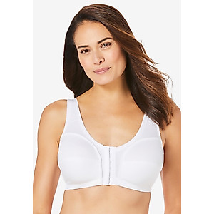 Comfort Choice Women's Plus Size 3-Pack Front-Close Cotton Wireless Bra - 40 C, Mocha Assorted