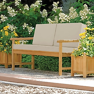 Favoyard Outdoor Loveseat Cushion Set 46 x 26 Inch Waterproof & 3-Year Fade Resistant Patio Furniture Cushions with Removable Cover, Ties and Hidden Zipper for Sofa Bench Couch pads Set of 3, Beige