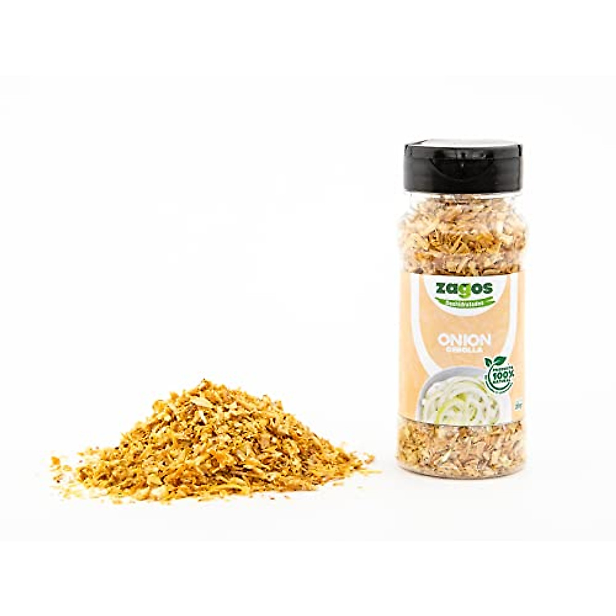 Zagos - Dehydrated sweet onion 100% natural product, dried onions in a 20 grams container (1 PACK)