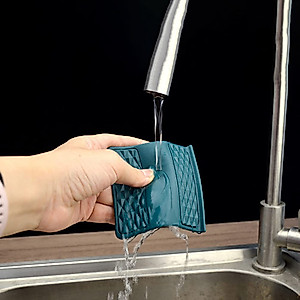 DOITOOL 3 Pairs Silicone Assist Handle Holder Heat Insulated Hot Pot Grip Handle Cover Scald- Proof Pan Grip Cover Sleeves for Cast Iron Woks Frying Pans Griddles Skillets Dark Blue