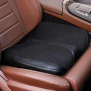QYILAY Car Memory Foam Heightening Front Seat Cushion for Short People Driving, Hip(Coccyx/Tailbone) and Lower Back Pain Relief Butt Pillows, Adult Booster Seat for Car. (Black)