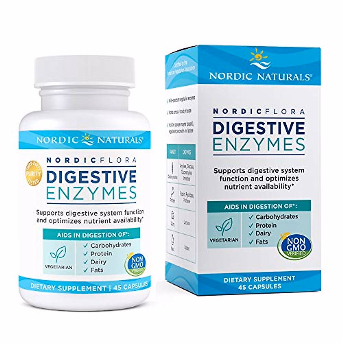 Nordic Naturals Nordic Flora Digestive Enzymes - 45 Capsules - Digestive Function, Optimizes Nutrient Availability - Non-GMO - 45 Servings