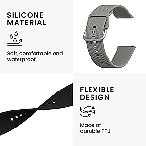 kwmobile Straps Compatible with Huawei Watch GT3 Pro (46mm) / GT Runner/Watch 3 Straps - 2x Replacement Silicone Watch Bands - Black/Grey