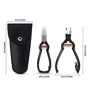 FERYES Precision Toenail Clippers for Thick or Ingrown Toenails - Secure and Stylish Design Thick Nail Clipper - W/Leather Case