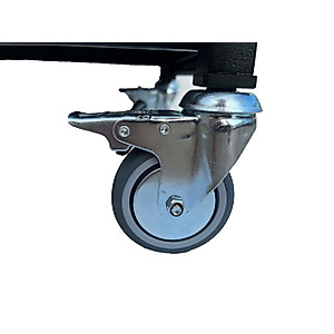 Workington Single Bank Rolling Book Truck Book Cart with 3 Flat Shelves, Library Book Cart with Swivel Lockable Casters 3000 Black