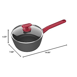 GoodCook ProEase Nonstick Sauce Pan with Lid, 2-Quart, Black, Nonstick Cookware, Even Heating, Dishwasher Safe, Ergonomic Handle, Non-Toxic, Durable Cooking Pot