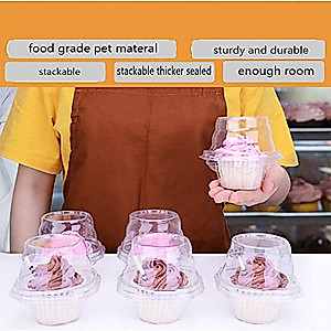 Single Cupcake Boxes -Individual Cupcake Container - Single Compartment Cupcake Carrier Holder Box - Stackable - Deep Dome - Clear Plastic - BPA-Free- (25)
