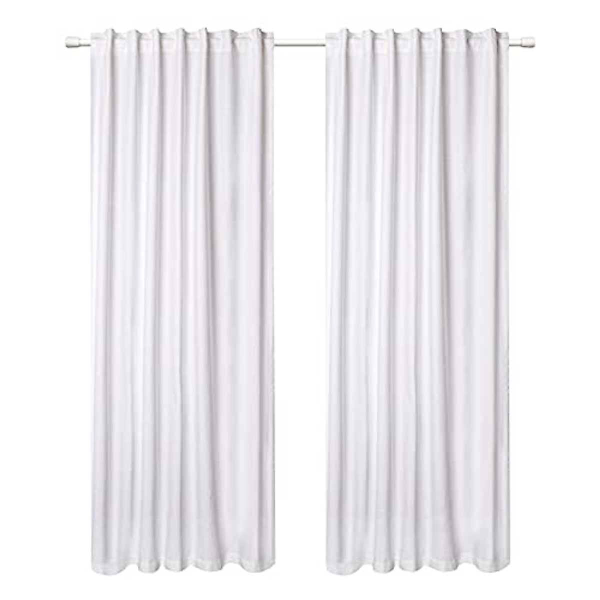 Hausattire White Cotton Window Curtains 50x72 Inches - Set of 2, Reverse Tab Top Curtain Panels in Cotton Slub Duck Fabric for Kitchen, Living Room, Bedroom, Farmhouse Drapes