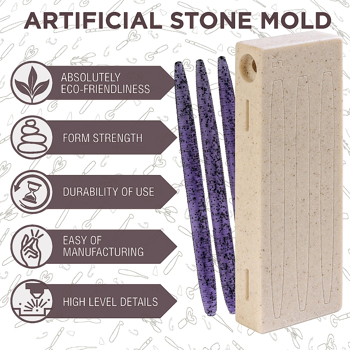 Smedioks Premium Soft Plastiс Mold Lure Making Injection Molds Fishing Lures 3 Cavity Yama Senko 5''