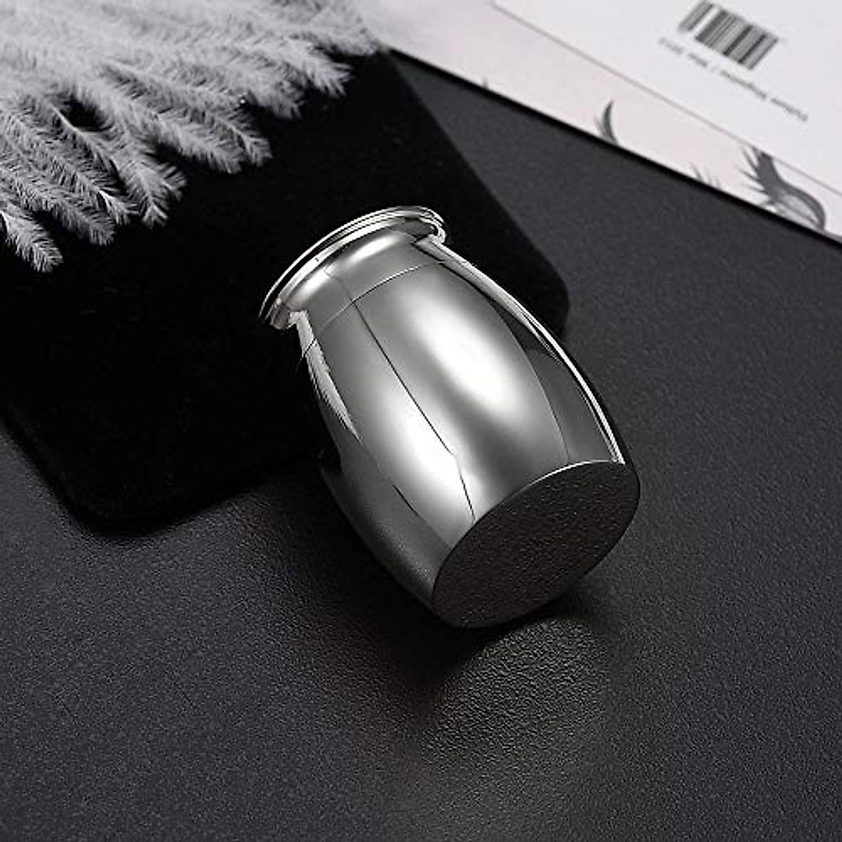 Silver Beautiful Small Mini Keepsake Urn for Human Ashes - Set of 4 - with 4 Pcs Velvet Bag - Your Wings were Ready My Heart was Not (4 pc Cremation Urn)