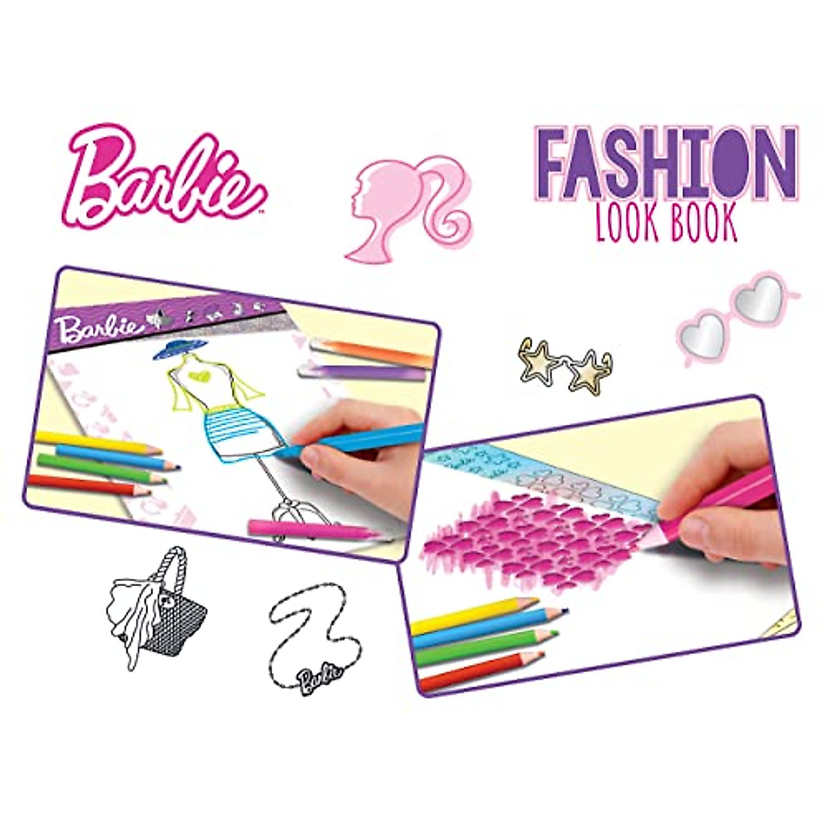 Lisciani Barbie Sketchbook Trendy Look Fashion Studio Models to Dress Up Creative Game Felt Pens and Colouring Pencils for Girls from 5 Years