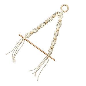 DOITOOL 1pc Roll Cotton Rope Towel Rack Woven Wall Hangings Decorative Toilet Paper Holder Boho Towels Hanging Macrame Basket Macrame Towel Holder Storage Rack Wood Khaki Tissue Holder Key