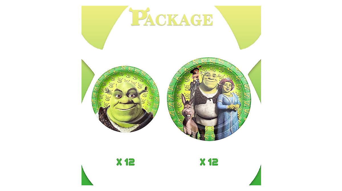 Shrek Birthday Plates: 24 Disposable Party Supplies 7 & 9 Inch
