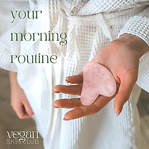 Vegan Skin Club Rose Quartz Gua Sha Stone | Natural Skincare Massage Tool for Women | Wellness Face Sculptor & Massager with Anti-Aging Effects