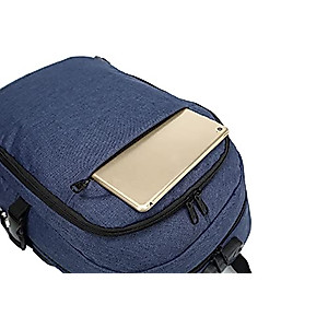 Varietyathletics 19" Laptop Backpack and Organizer Case Set USB Headset Port Anti-Theft Waterproof Travel Work School College (Navy)