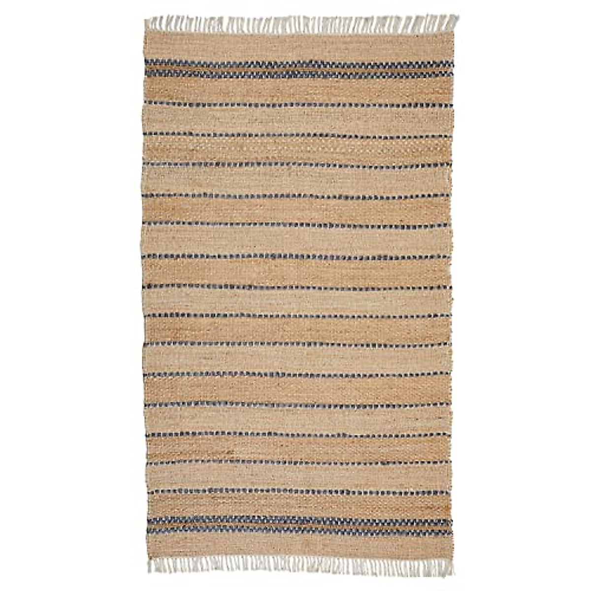 Pebble & Crane - Aberdeen Rug - Woven Throw Rug - Jute and Cotton - Area Rug for Kitchen, Living Room, Bedroom, and More - Tassel Trim - 27” x 45” - Grey