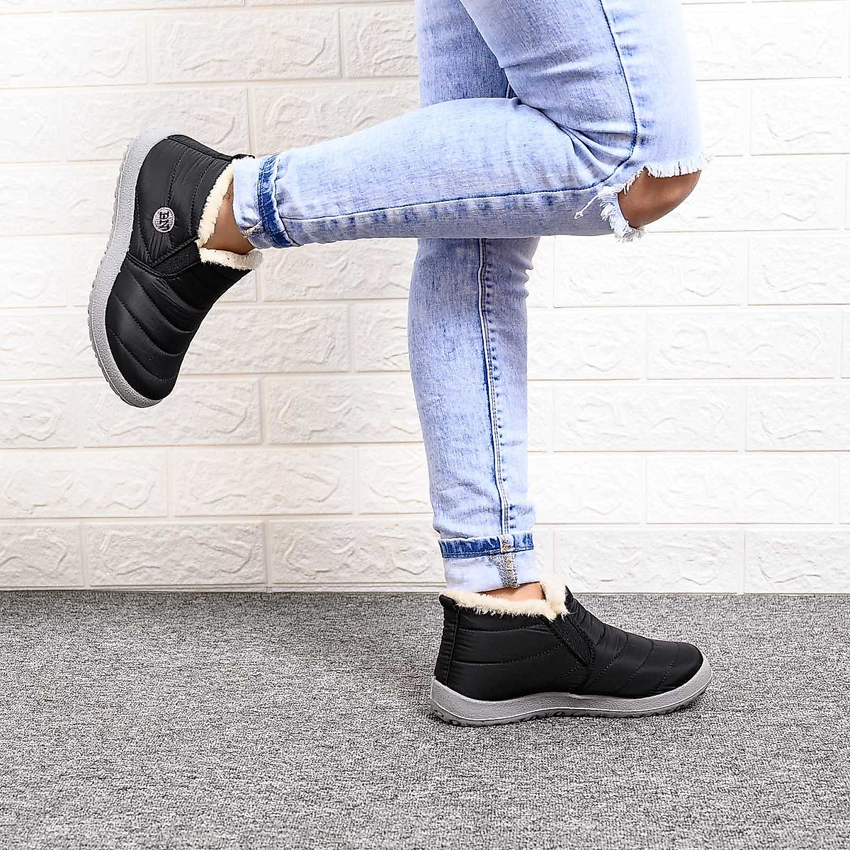 Snakeskin Boots for Women, Rain Boots for Women Women's Elegant Boots Beige Boots Closed Toe Booties Purple Rain Boots Comfortable Shoes for Women