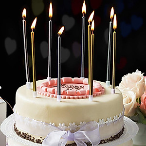 FULANDL 26Pcs Birthday Numeral Candles Set, 10Pcs Number 0-9 Glitter Cake Topper Decoration with 16Pcs Long, Star, Heart Birthday Candles (Gold)