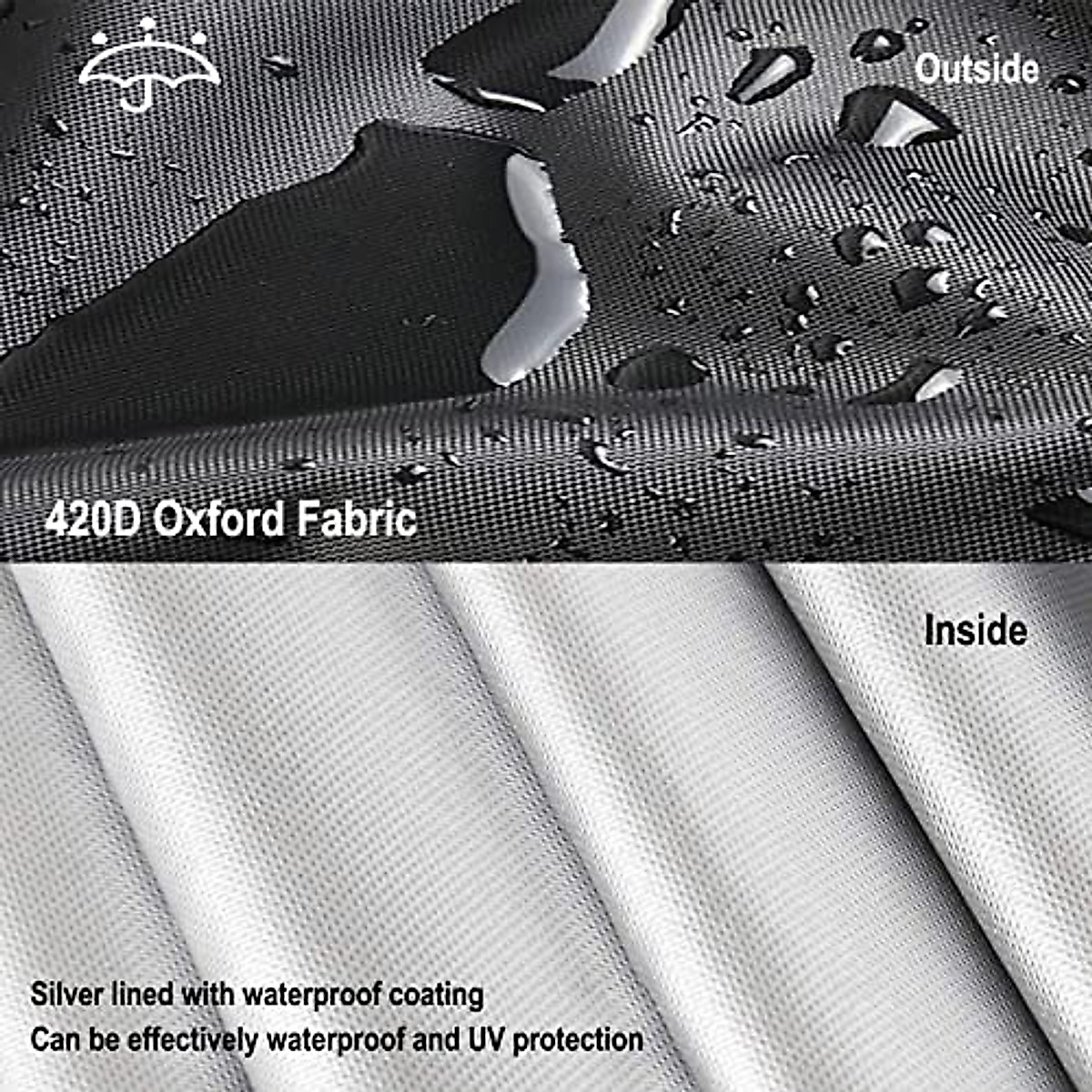 Kingling Deck Box Cover, Outdoor Storage Box Cover for YITAHOME 100 Gallon/Keter 80 Gallon Deck Box, Waterproof Outside Storage Bench Deck Boxes Covers Black (50" L x 22" W x 25" H)